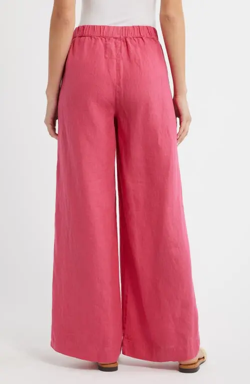 Frank & Eileen Patch Pocket Pull-on Linen Wide Leg Pants