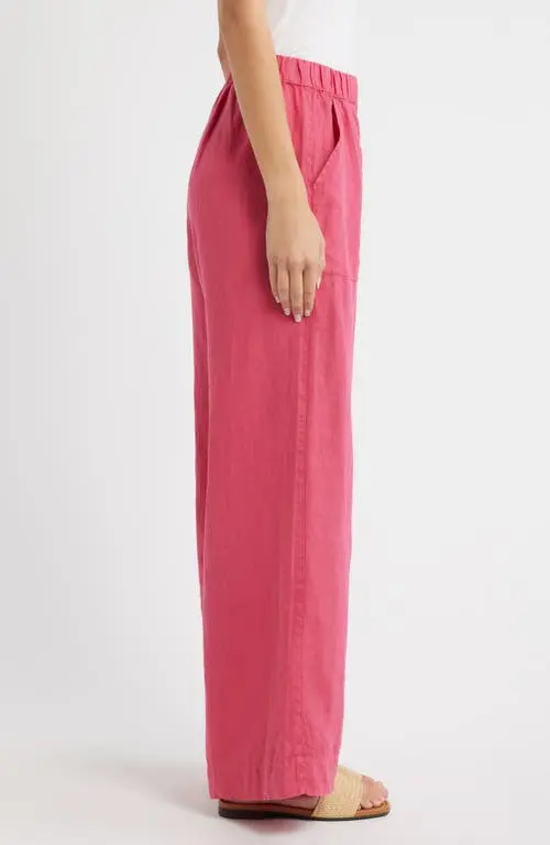Frank & Eileen Patch Pocket Pull-on Linen Wide Leg Pants