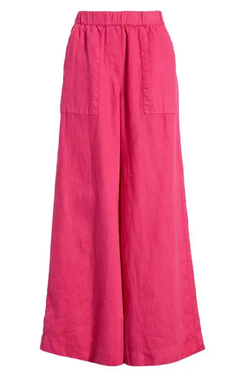 Frank & Eileen Patch Pocket Pull-on Linen Wide Leg Pants