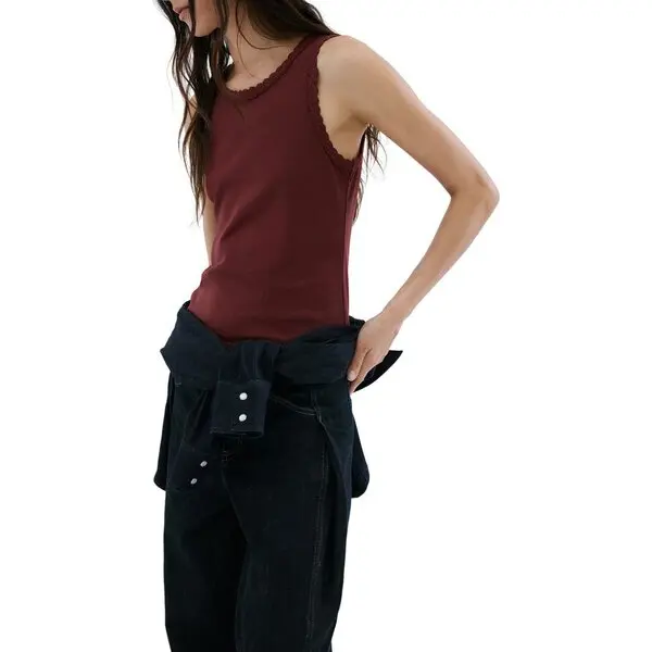 Mango Scalloped Crochet Trim Tank