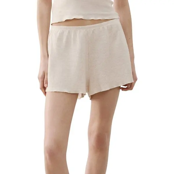 Mango Cotton Blend Pajama Shorts - Beige