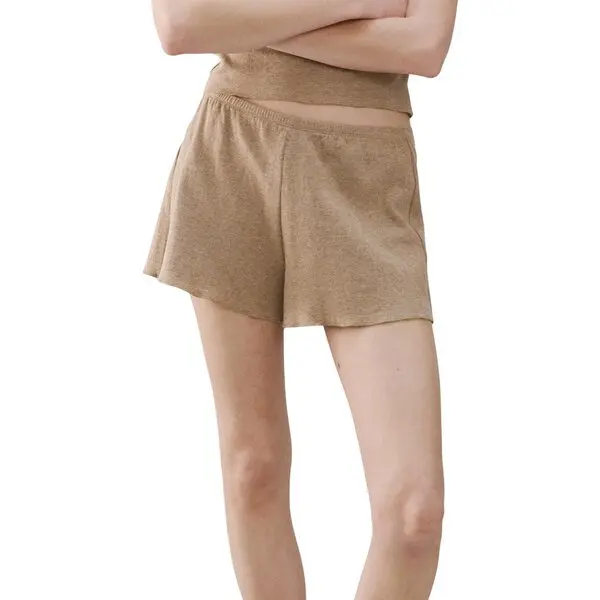Mango Cotton Blend Pajama Shorts - Medium Brown