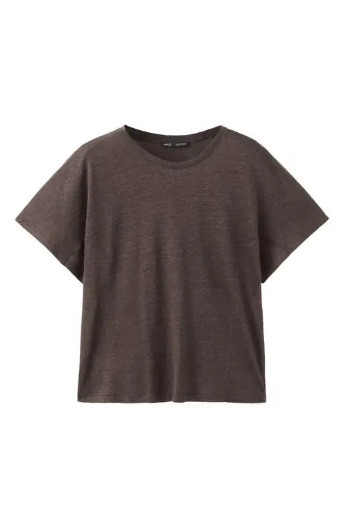 Mango Linen Short Sleeve T-shirt - Brown