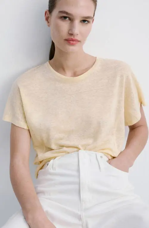 Mango Linen Short Sleeve T-shirt