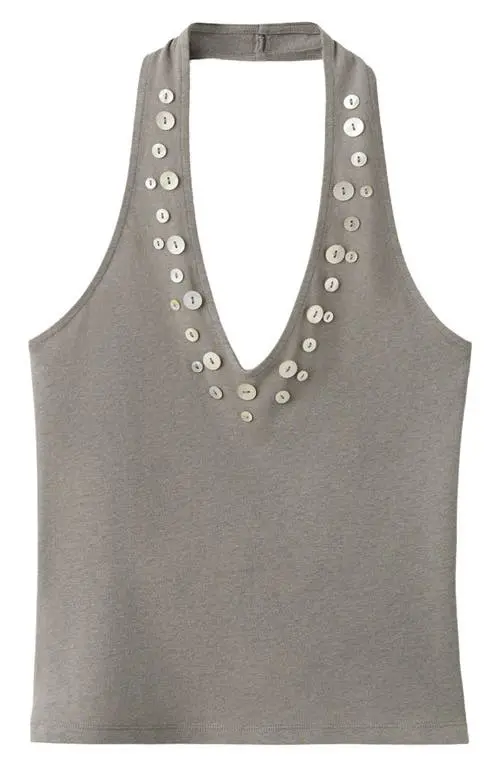 Mango Embellished Knit Halter Top