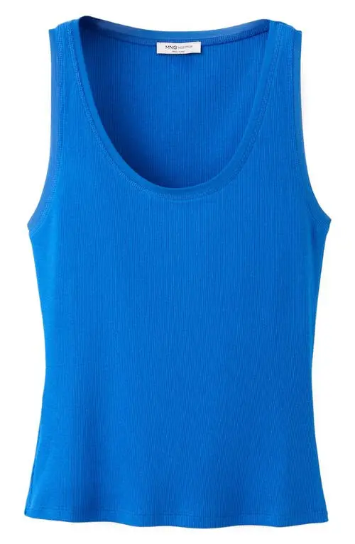 Mango Stretch Cotton Scoop Neck Tank - Blue