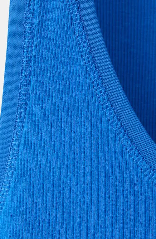Mango Stretch Cotton Scoop Neck Tank - Blue