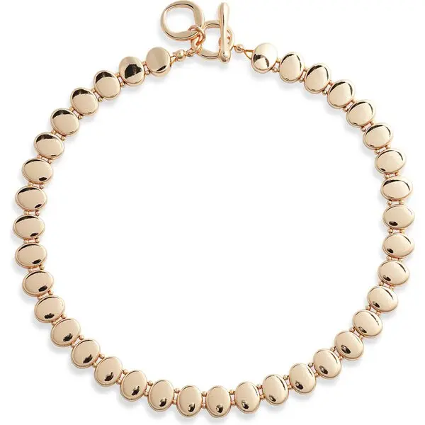 OPEN EDIT Domed Metal Collar Necklace - Gold