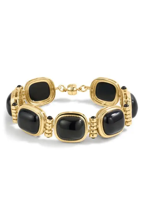 LUV AJ Black Agate Bracelet - Gold