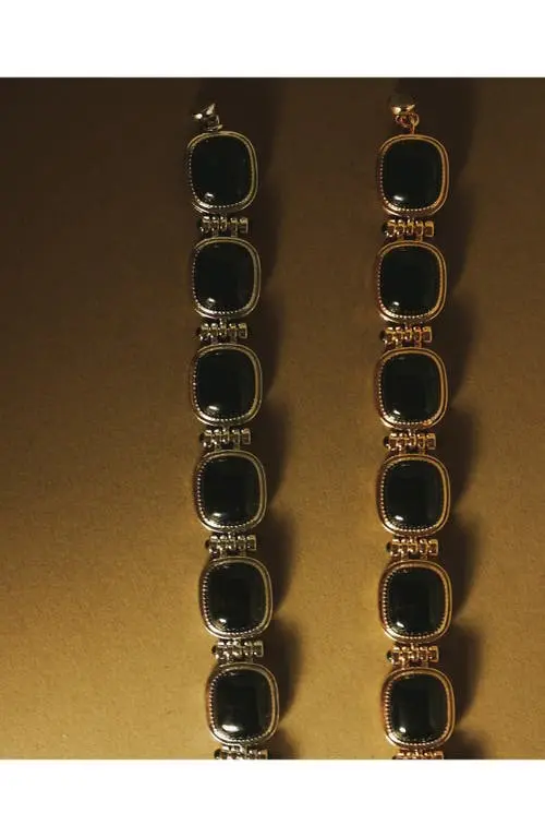 LUV AJ Black Agate Bracelet - Gold
