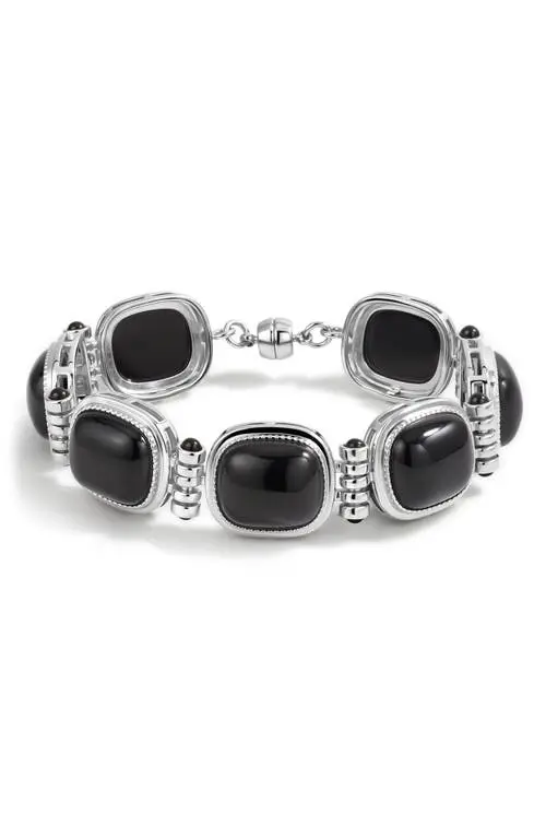 LUV AJ The Midnight Mesa Black Agate Bracelet - Silver