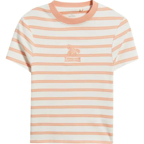 Rip Curl Stripe Embroidered Fitted T-shirt - Papaya Stripe
