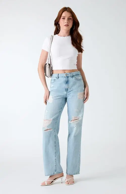 Guess Distressed High Waist Straight Leg Jeans