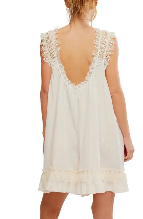 Free People Wish Me Luck" Romper With Lace And Ruffles