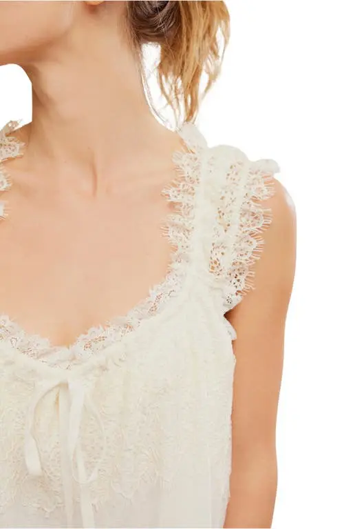 Free People Wish Me Luck" Romper With Lace And Ruffles