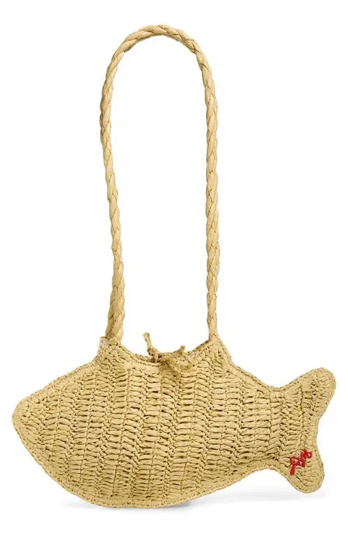 DAMSON MADDER Raffia Fish Shoulder Bag