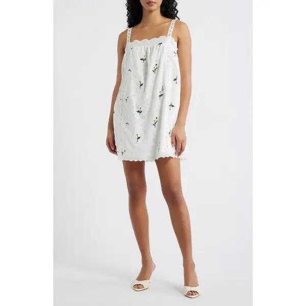 Line & Dot Marguerite Embroidered Eyelet Sleeveless Minidress