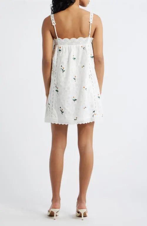 Line & Dot Marguerite Embroidered Eyelet Sleeveless Minidress