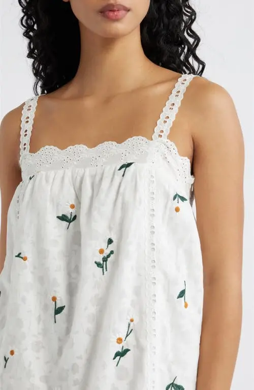 Line & Dot Marguerite Embroidered Eyelet Sleeveless Minidress