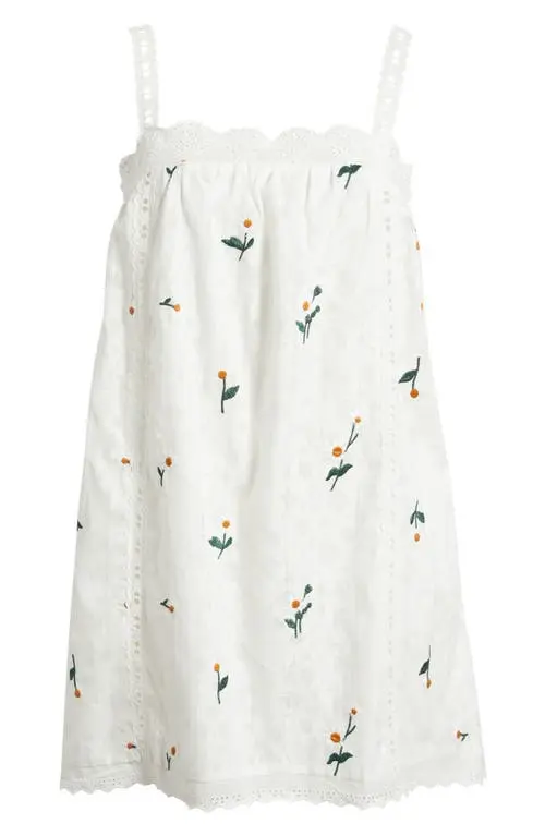 Line & Dot Marguerite Embroidered Eyelet Sleeveless Minidress