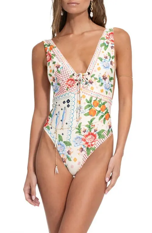 Agua Bendita Priscila Basket Lace-up One-piece Swimsuit - White