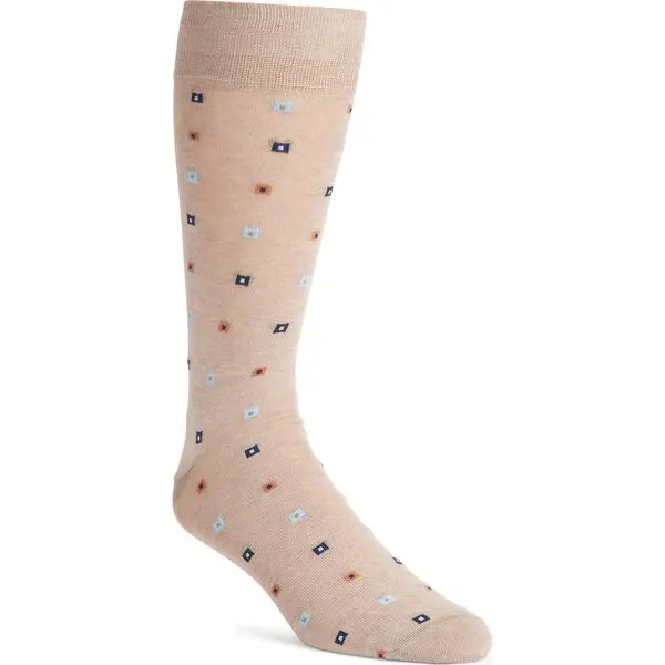 Nordstrom Geometric Pattern Cotton Blend Dress Socks - Taupe