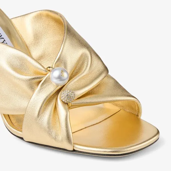 JIMMY CHOO Rafi 85 Metallic Nappa Leather Mules - Silver