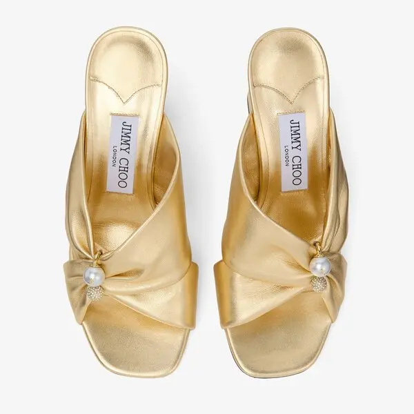 JIMMY CHOO Rafi 85 Metallic Nappa Leather Mules - Silver
