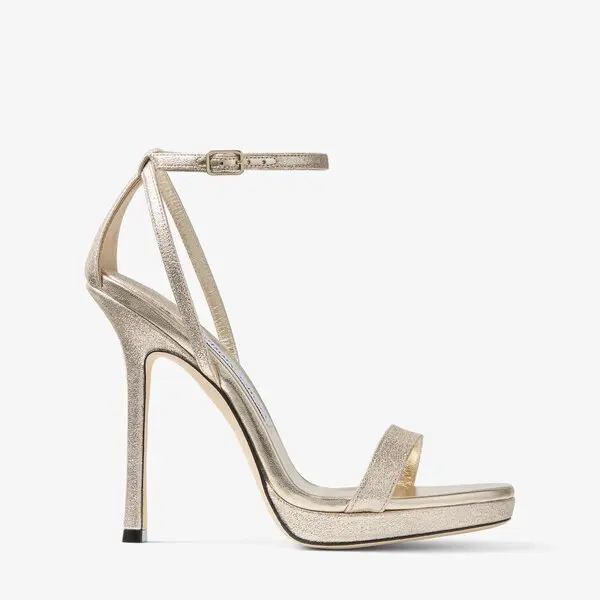 JIMMY CHOO Moza Platinum Brilliance Fabric Platform Sandals - Silver