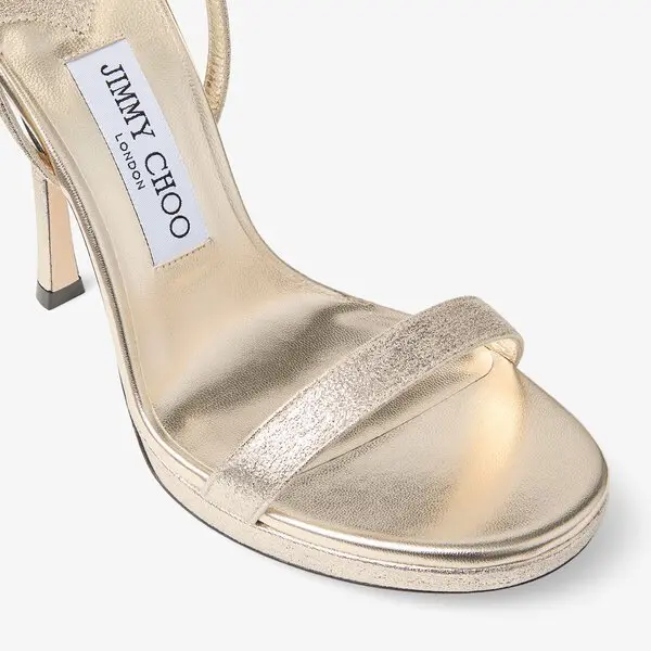 JIMMY CHOO Moza Platinum Brilliance Fabric Platform Sandals - Silver