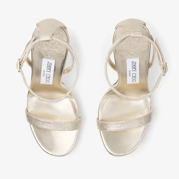 JIMMY CHOO Moza Platinum Brilliance Fabric Platform Sandals - Silver