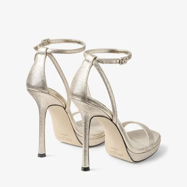 JIMMY CHOO Moza Platinum Brilliance Fabric Platform Sandals - Silver