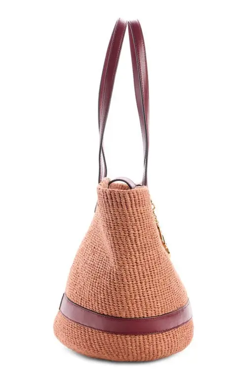 Chloé Woven Straw Tote With Leather Trim And Charms