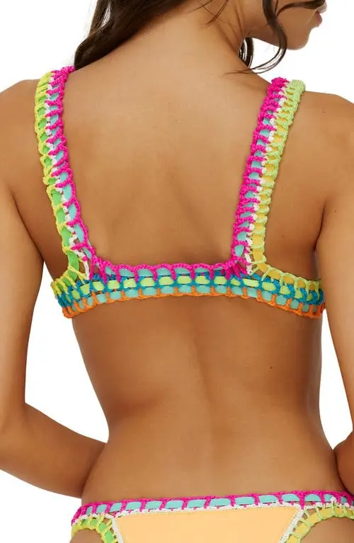 PQ SWIM Colorful Whipstitch Trim Triangle Bikini Top - Mango