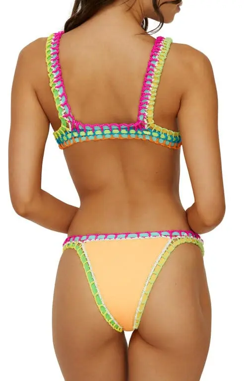 PQ SWIM Colorful Whipstitch Trim Triangle Bikini Top - Mango