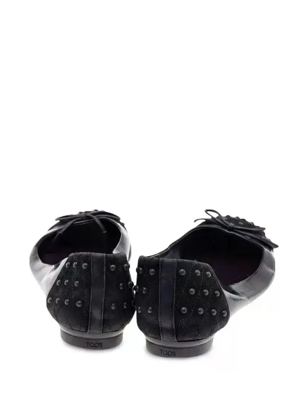 TOD'S Quilted Ballet Flats With Bow Detailing - Black