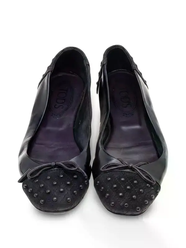 TOD'S Quilted Ballet Flats With Bow Detailing