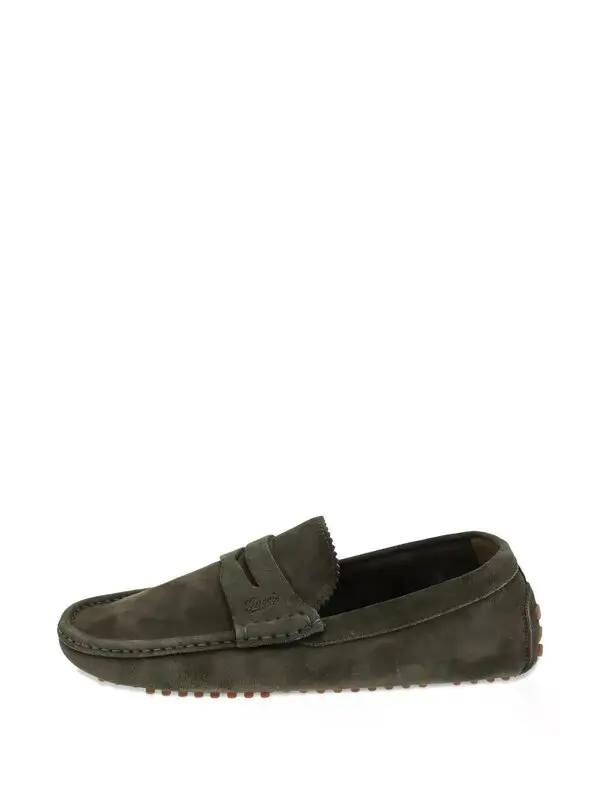 Gucci Suede Penny Strap Loafers