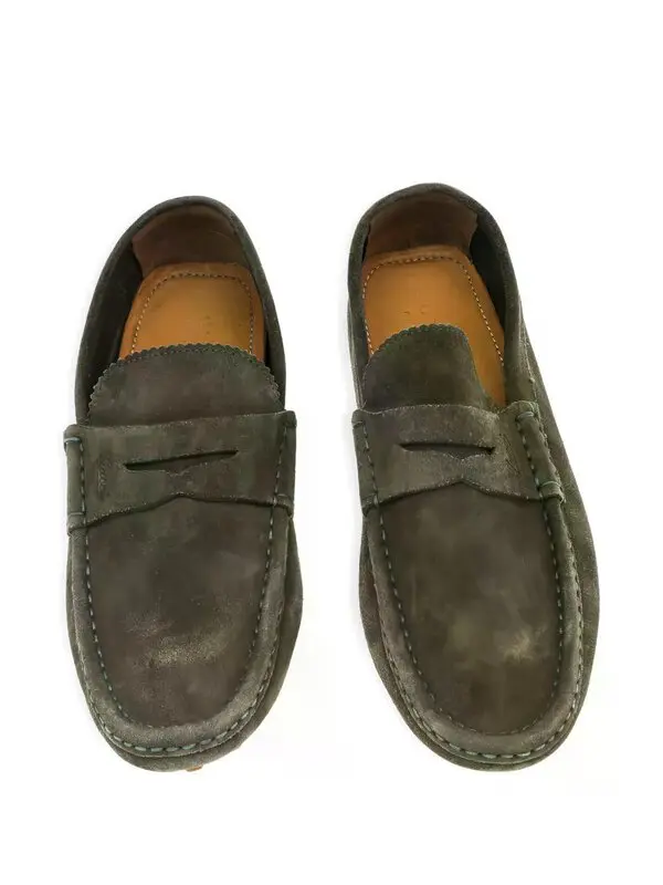 Gucci Suede Penny Strap Loafers