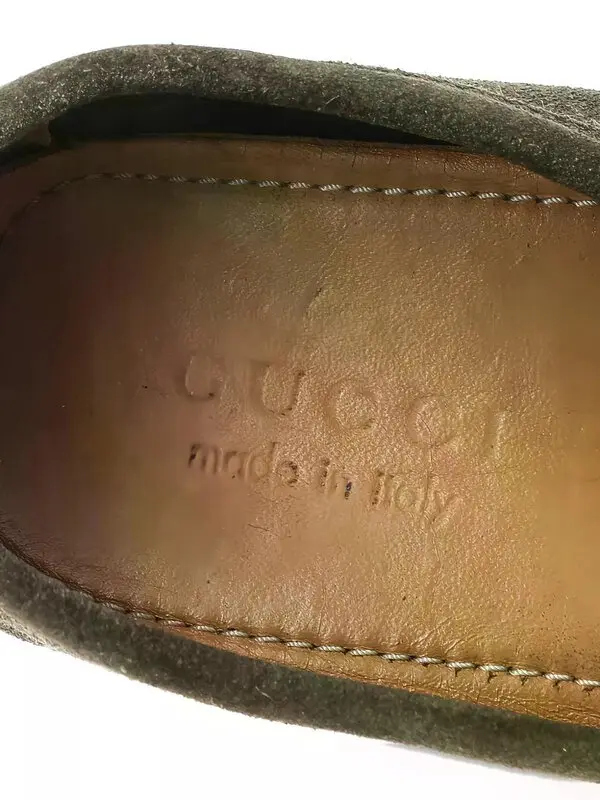 Gucci Suede Penny Strap Loafers