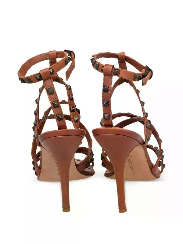 Manolo Blahnik Studded Ankle-strap Sandals - Brown