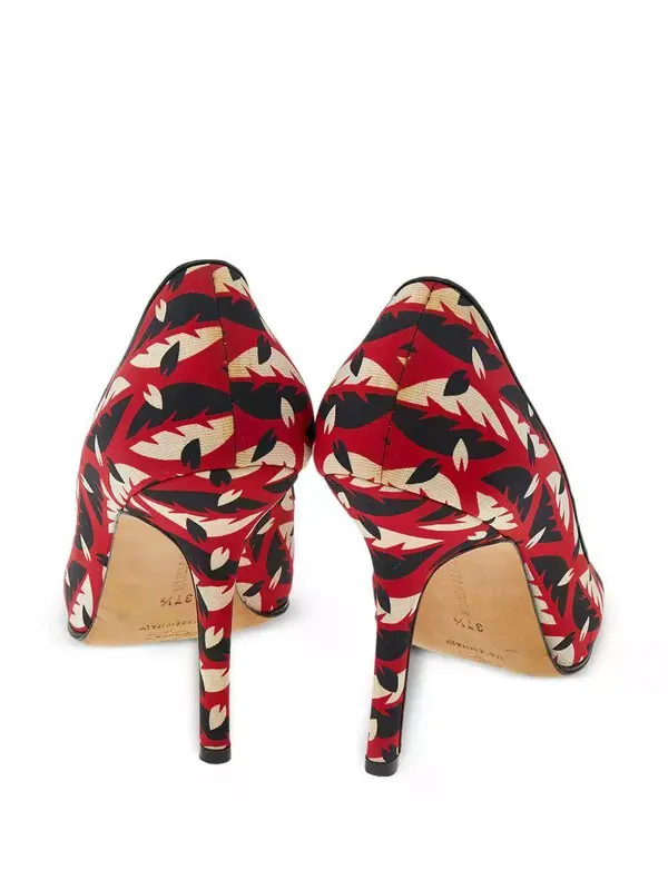 Manolo Blahnik Graphic Print Peep-toe Pumps - Red