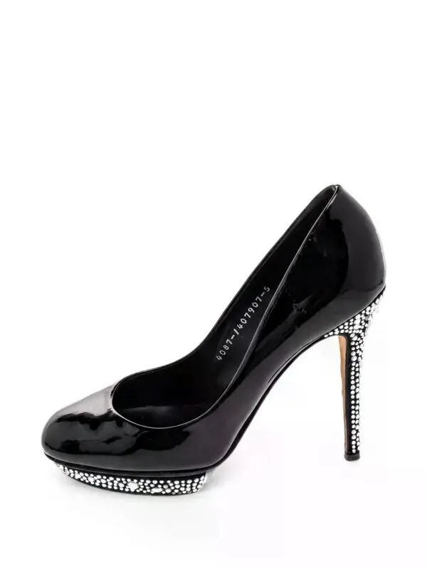 GINA Crystal-embellished Patent Leather Pumps - Black