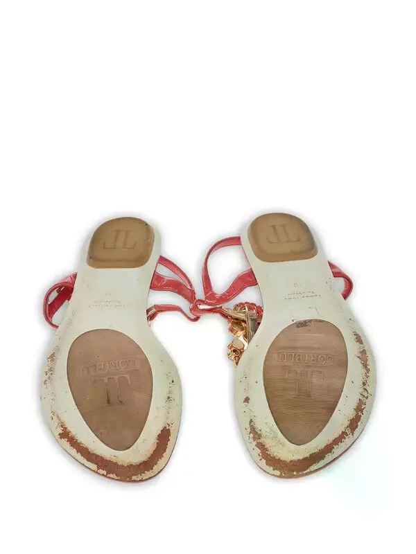 LORIBLU Patent Leather Crystal Embellished Sandals