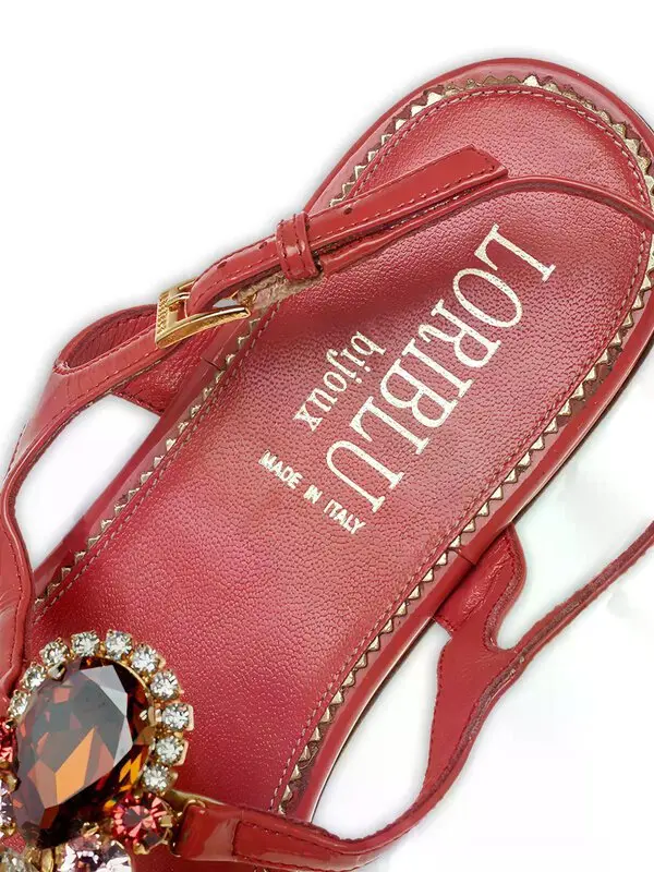 LORIBLU Patent Leather Crystal Embellished Sandals