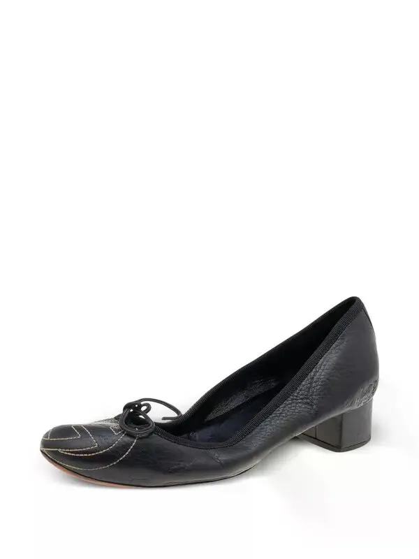 Gucci Leather Gg Embroidered Block Heel Pumps