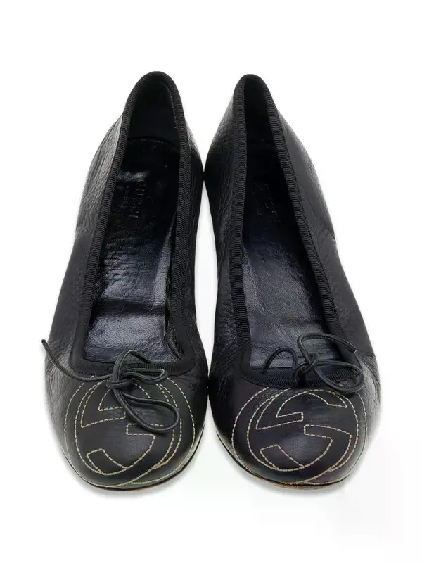 Gucci Leather Gg Embroidered Block Heel Pumps