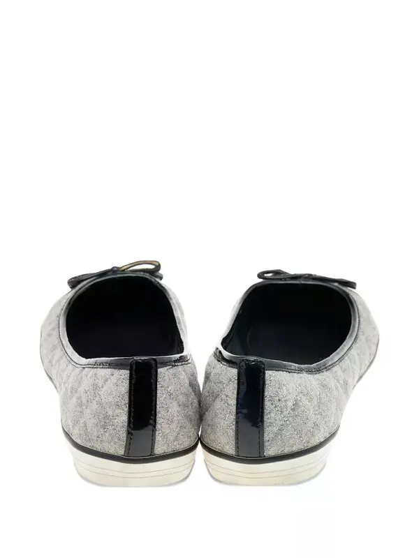Tory Burch Quilted Wool Ballet Flats With Patent Leather Cap Toe
