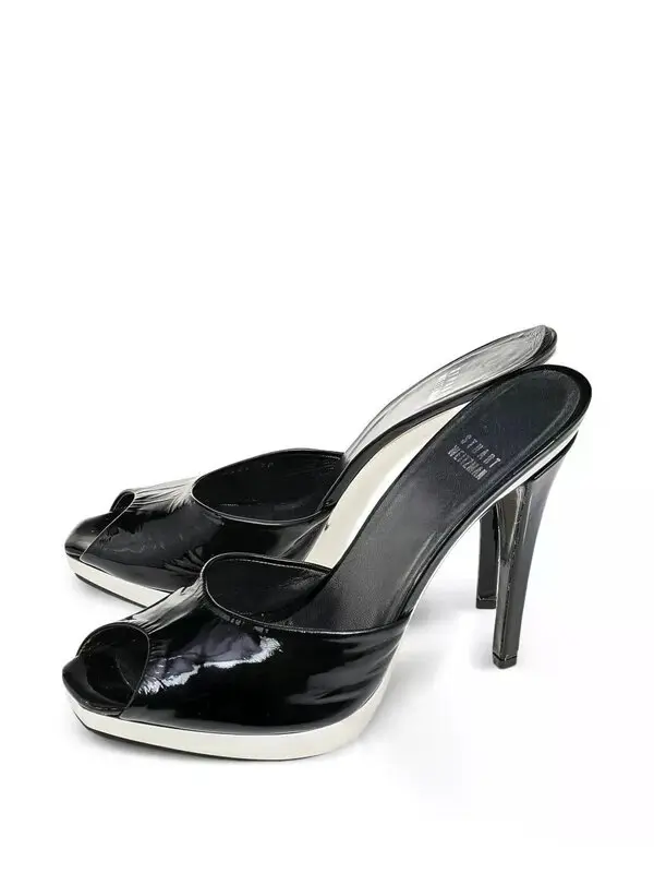 STUART WEITZMAN Patent Leather Platform Sandals - Black