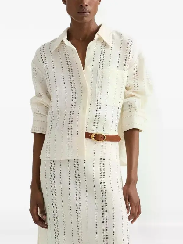 TWP Striped Point-collar Shirt